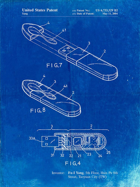 PP1120-Faded Blueprint USB Flash Drive Patent Poster Poster Print ...