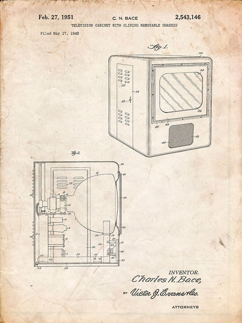PP1115-Vintage Parchment Tube Television Patent Poster Poster Print ...