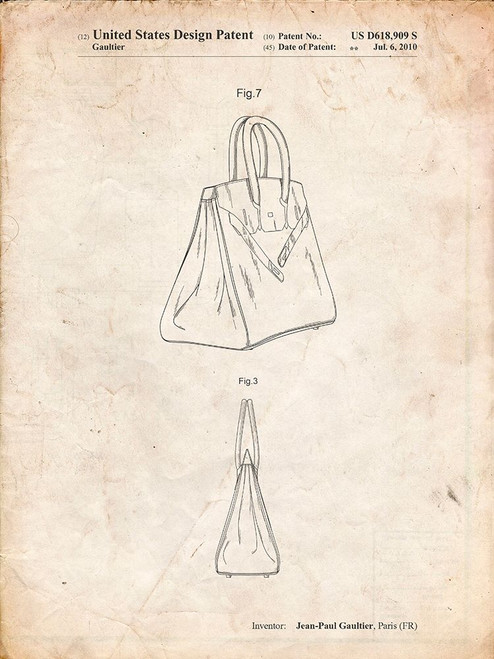 PP430-Vintage Parchment Jean Paul Gaultier Handbag Patent Poster Poster ...
