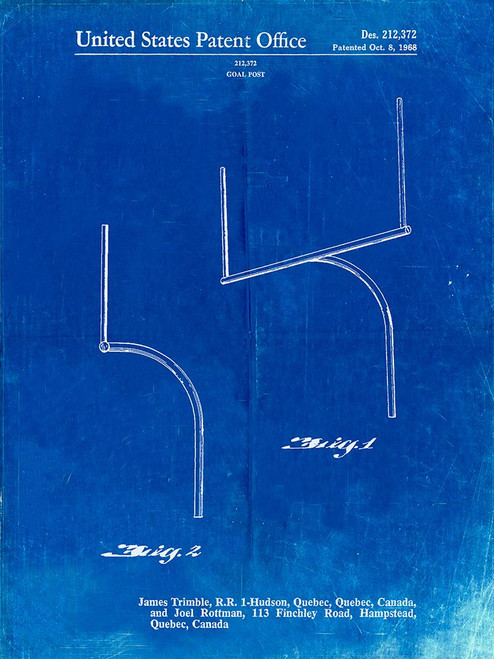 PP825-Faded Blueprint Football Goal Post Patent Print Poster Print ...