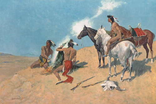 The Smoke Signal Poster Print - Frederic Remington - Posterazzi