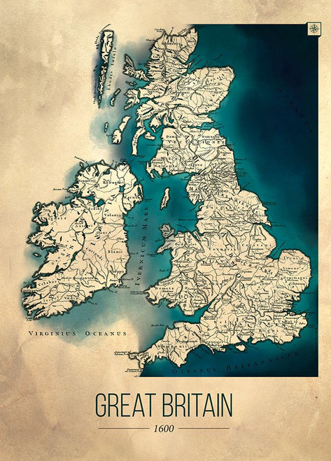 Great Britain map Poster Print - Dionisis Gemos - Posterazzi