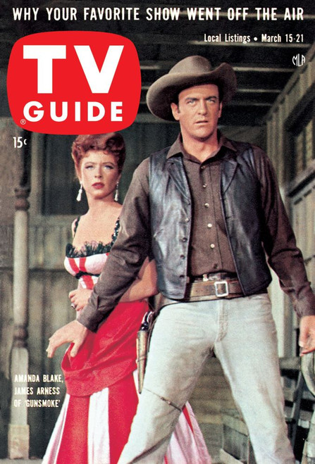 Gunsmoke, From Left: Amanda Blake, James Arness, Tv Guide Cover, March ...