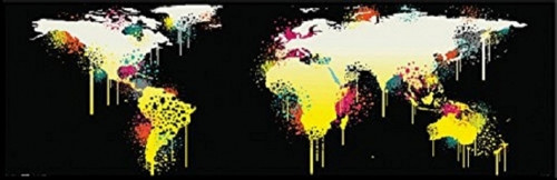 World Map Graffiti Style 12x36 Poster Poster Print - Item ...