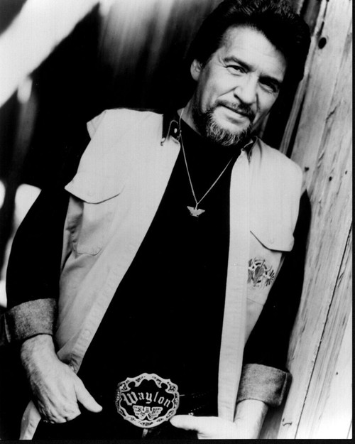 Waylon Jennings Leaning On Wall With Personalized Belt Buckle Black And ...