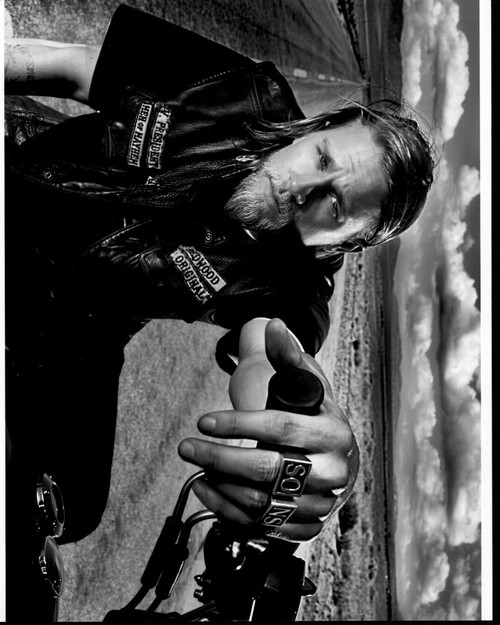 Charlie Hunnam On Motorcycle With Rings For Sons Of Anarchy Black And ...
