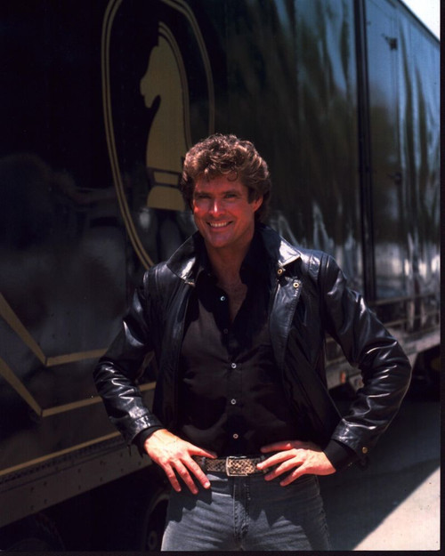 David Hasselhoff In Leather Jacket With Hands On Hips In Knight Rider ...