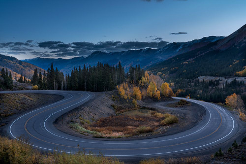 USA-Colorado-Uncompahgre National Forest Mountain landscape and highway ...