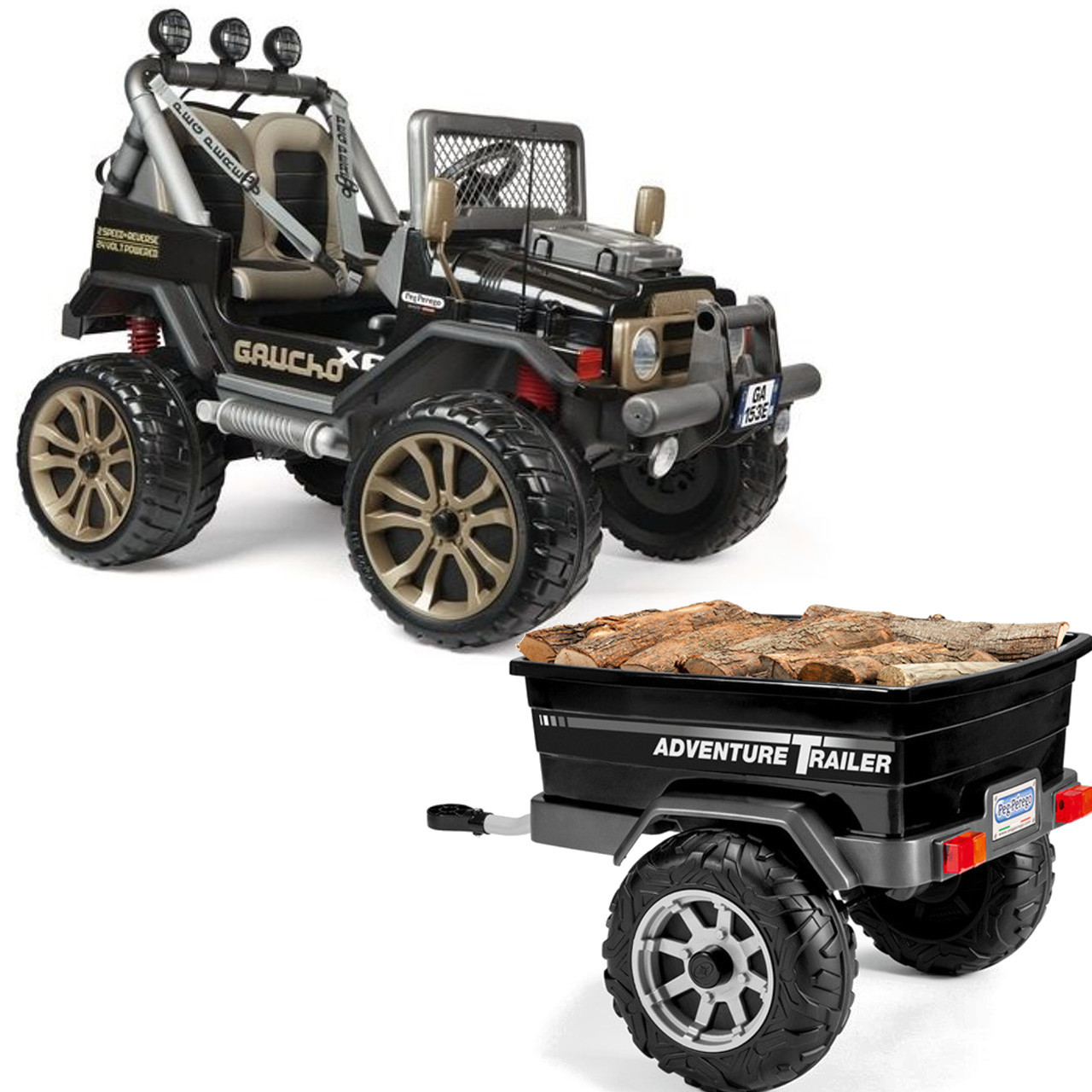 Children's 2 Seater 24v Peg Perego Gaucho XP 480W & Trailer Set ...