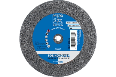 PFERD POLINOX¨ Unitized Wheel, 3" x 1/8 x 1/4, Fine, Soft | Fine Grinding
