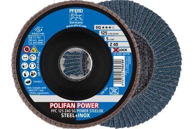 PFERD Flap Disc 5" X-LOCK 40 Grit T29 Zirconia | Flap Discs