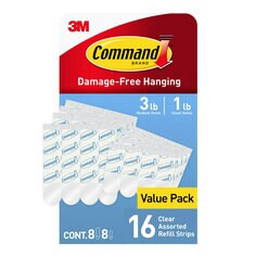 Command Mixed Clear Replacement Strips 17200CLR-16ESF, 16 Strips ...