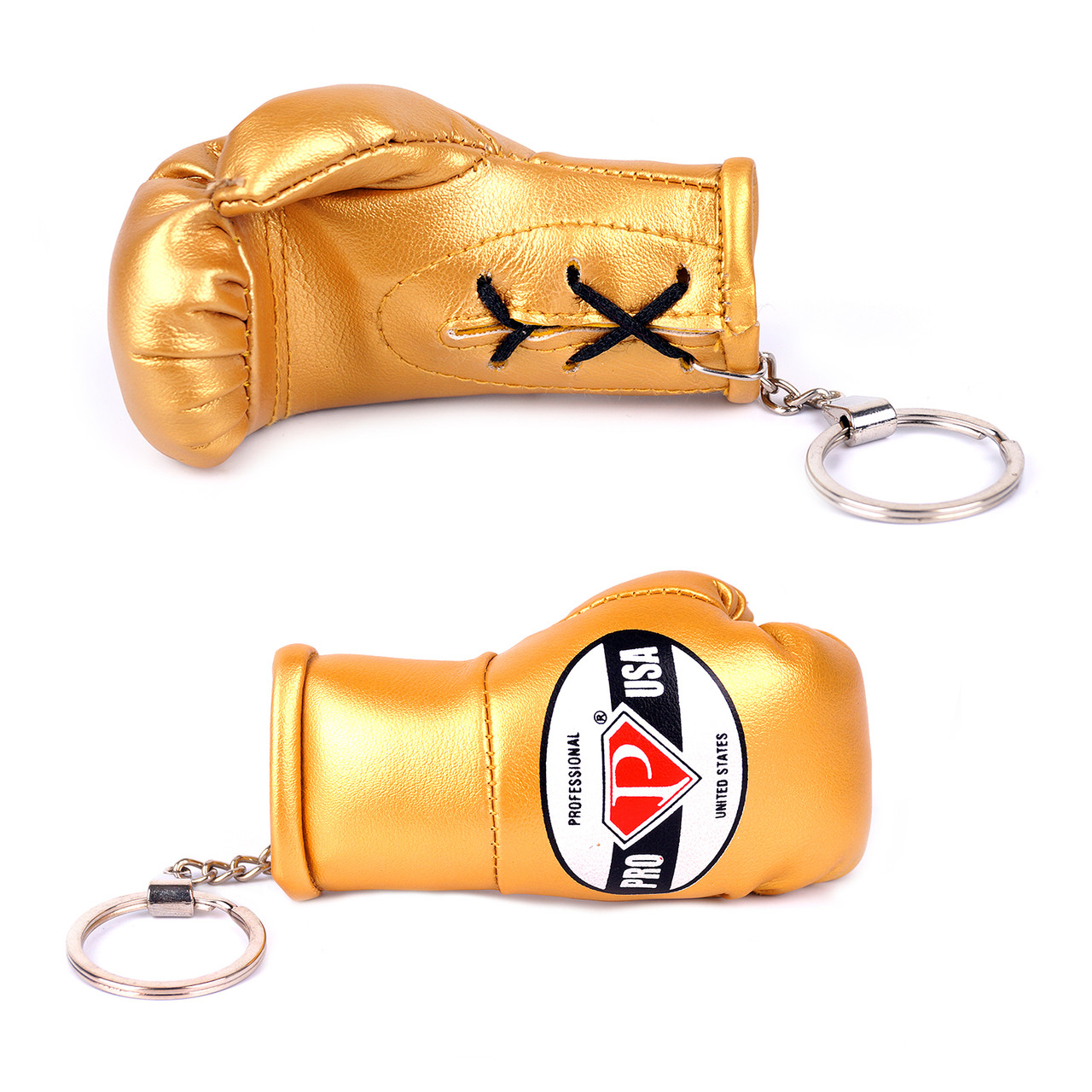 Pro USA Boxing Glove Keyring Pair - Gold