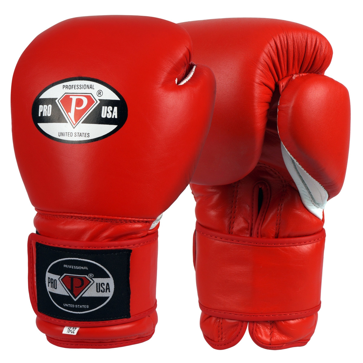 Pro USA Professional Hook-N-Loop Boxing Gloves Red Leather