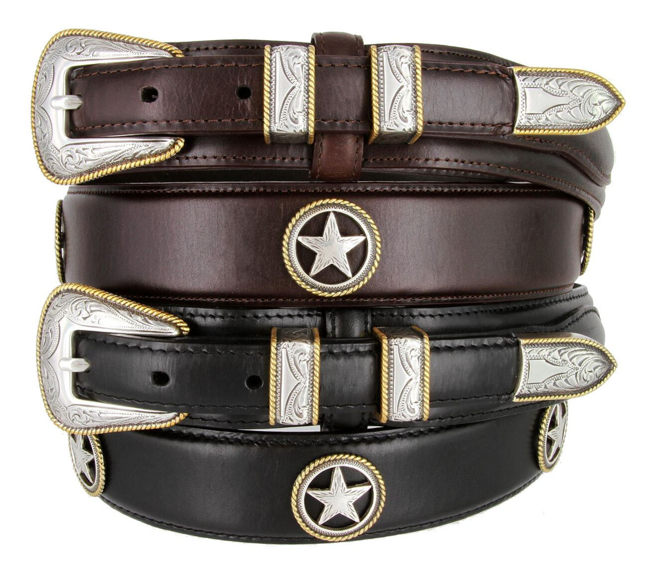 Waco Texas Star Conchos Belt Oil Tanned Genuine Leather Ranger Belt ...