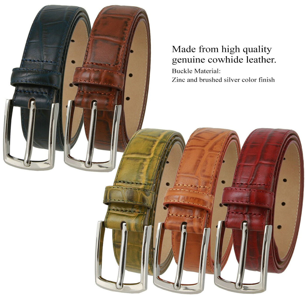 357337 Men's Classic Buckle Genuine Leather Dress Casual Belt 1-3/8 ...
