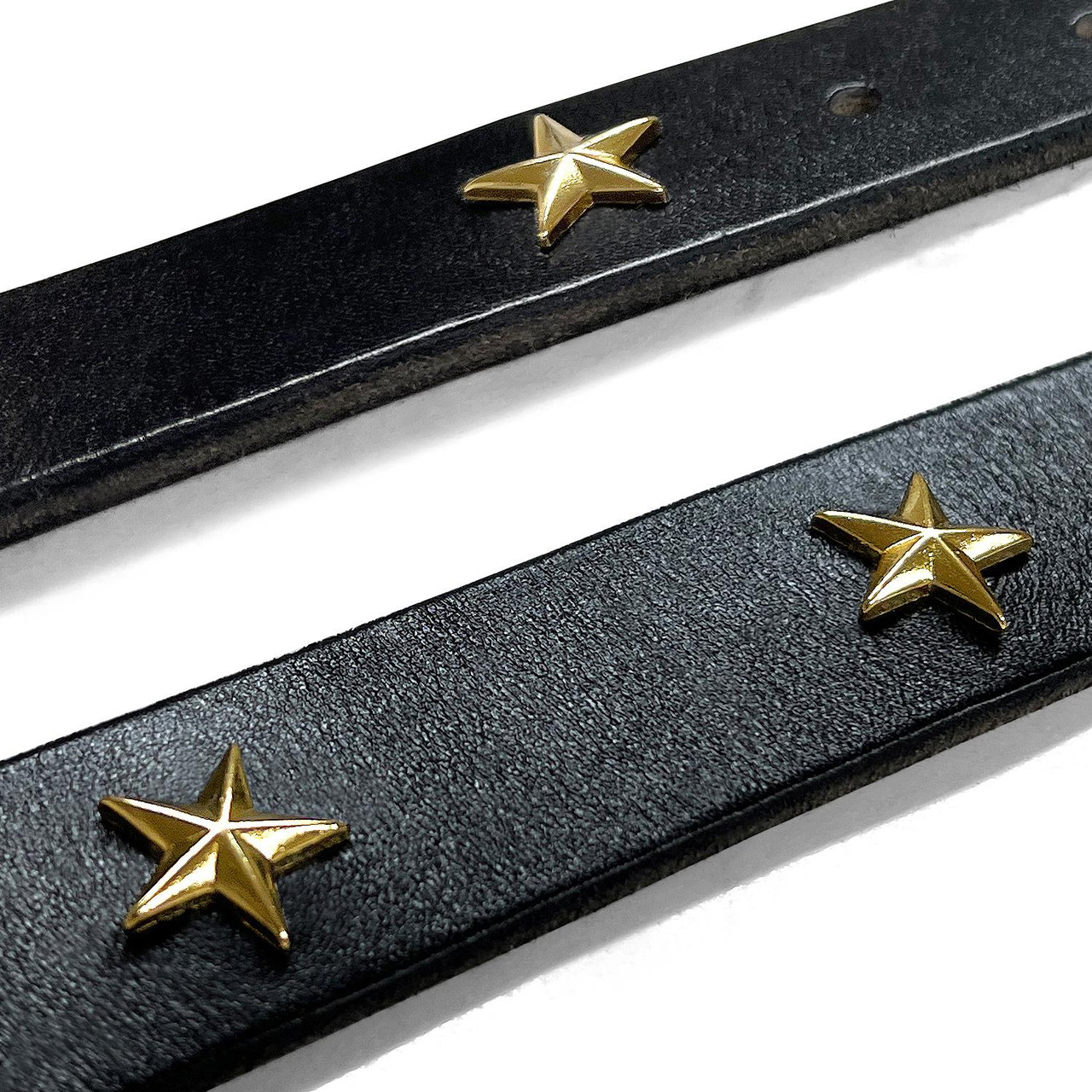Punk Belt Gold Star Conchos Genuine Full Grain One Piece Leather Casual ...