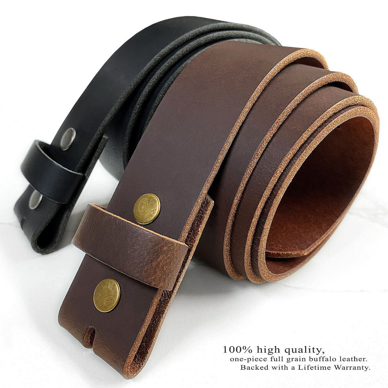 BS1300 Genuine Full Grain Leather Casual Jean Belt Strap with Snaps on ...