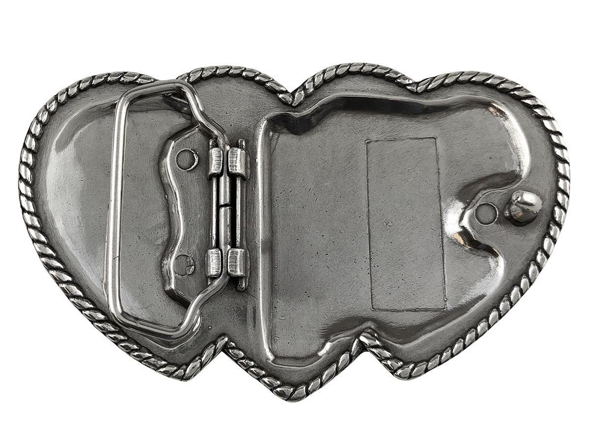 Western Antique Silver Triple Hearts Floral Engraved Buckle - Belts.com