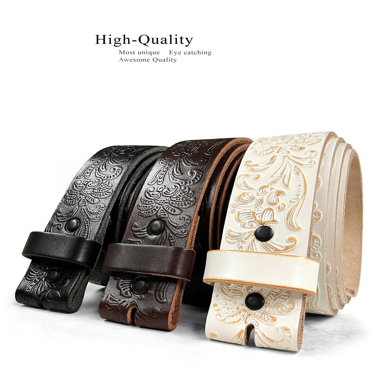 Genuine Full Grain Leather Basketweave Tooled Engraved Western Ranger ...