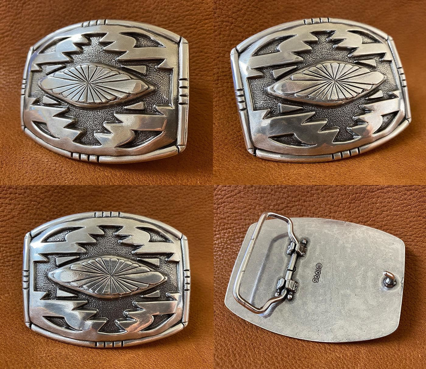 American Southwest Geometric Pattern Antique Silver Western Belt Buckle ...