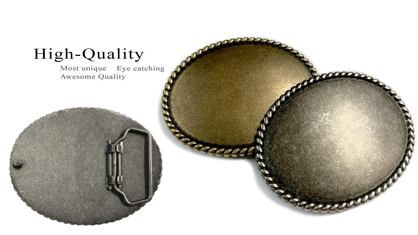 Rope Edge Engrave Buckle Oval Blank Plain Buckle Fits 1-1/2" (38mm ...
