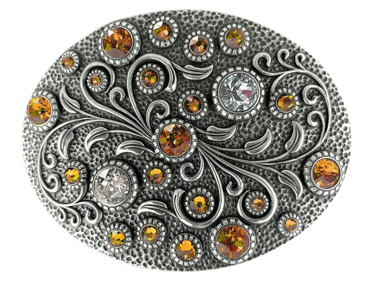 Rhinestone Crystal Belt Buckle Antique Oval Floral Engraved Buckle ...