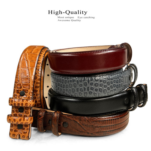 Genuine Full-Grain Cowhide Leather Dress Belt Strap with Snaps 1-1/8 ...