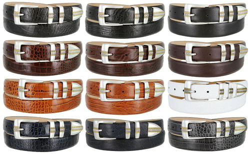 Milan Men's Genuine Full-Grain Cowhide Leather Designer Dress Belt 1-1/ ...