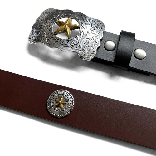 Texas Star Conchos Belt Genuine Full Grain Leather Western Belt 1-3/8 ...