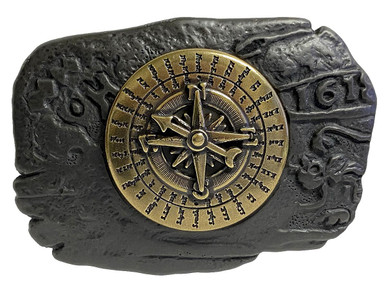 Antique Copper Pirate Brass Compass Engraved Belt Buckle - Belts.com