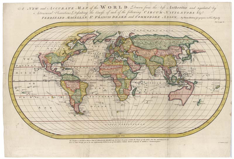 A New And Accurate Map Of The World By Emanuel Bowen
