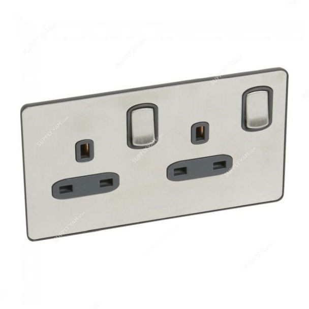 Legrand Single Pole Switched Socket 832076 Synergy 2 Gang 13A 250V: Buy ...