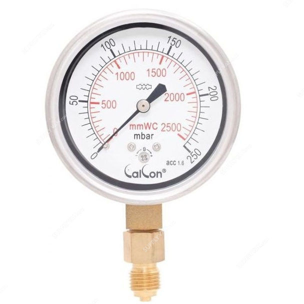 Calcon Capsule Pressure Gauge, CC98A, 63MM, 1/4 Inch, BSP, 0-250 Mbar ...