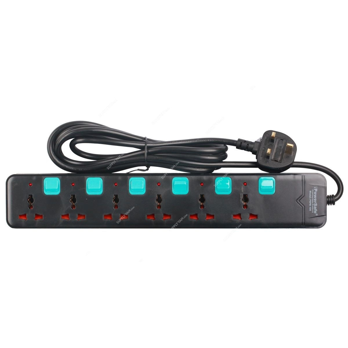 PowerSafe 6 Way Universal Extension Socket PSPB 106 3 Mtrs 10A Black ...