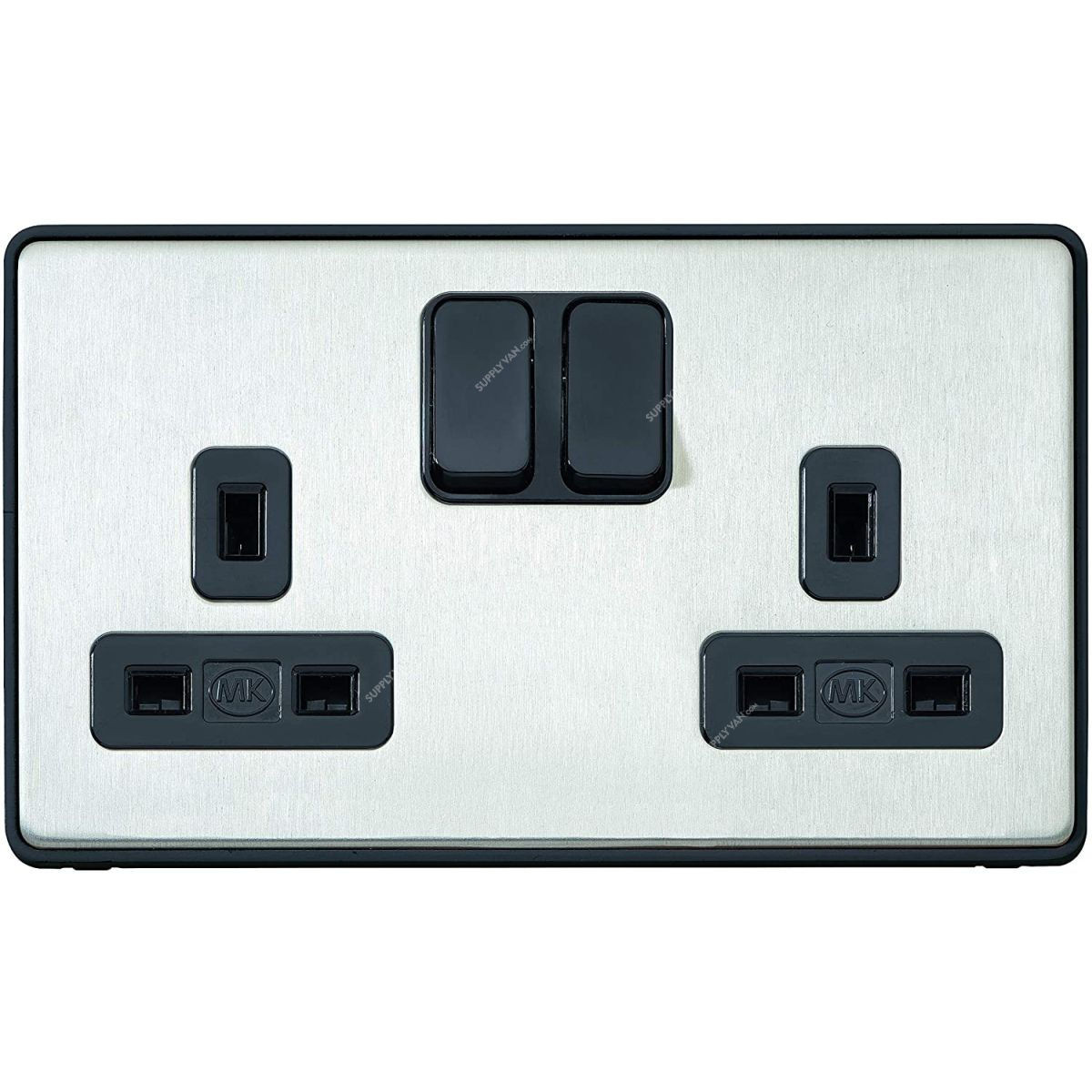 MK DP Dual Earth Switched Socket K24347BSSB 2 Gang 13A Brushed ...
