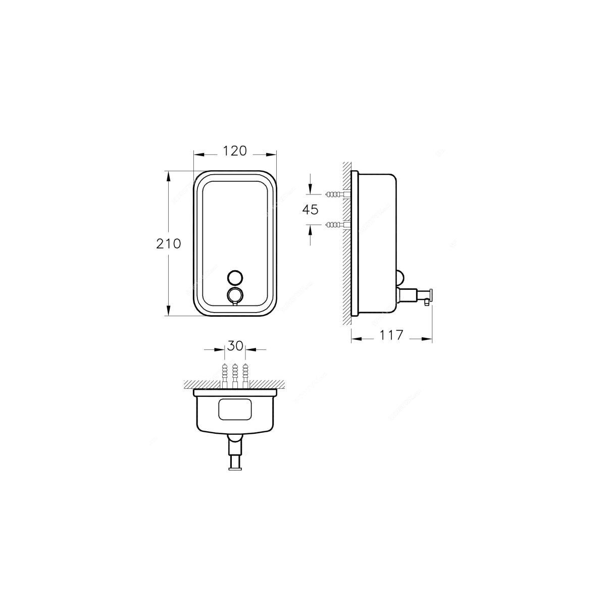 Vitra A44505 Liquid Soap Dispenser Stainless Steel 210 x 117CM Chrome ...