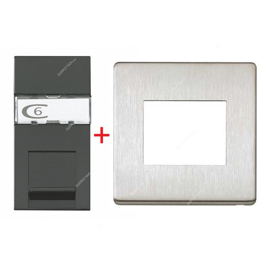 Mk K5846BLK+K24182BSS 1 Module Data Socket Outlet With 2 Module Euro ...