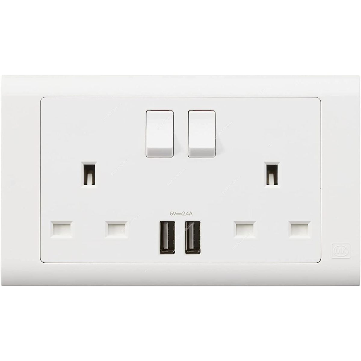 Mk MV24344WHI Dual Pole Switch Socket With 2.4A USB Port Essential ...