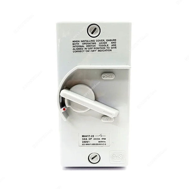 Mk M4417-22 Dual Pole Waterproof Isolator Switch 240-415V IP66 32A Grey ...