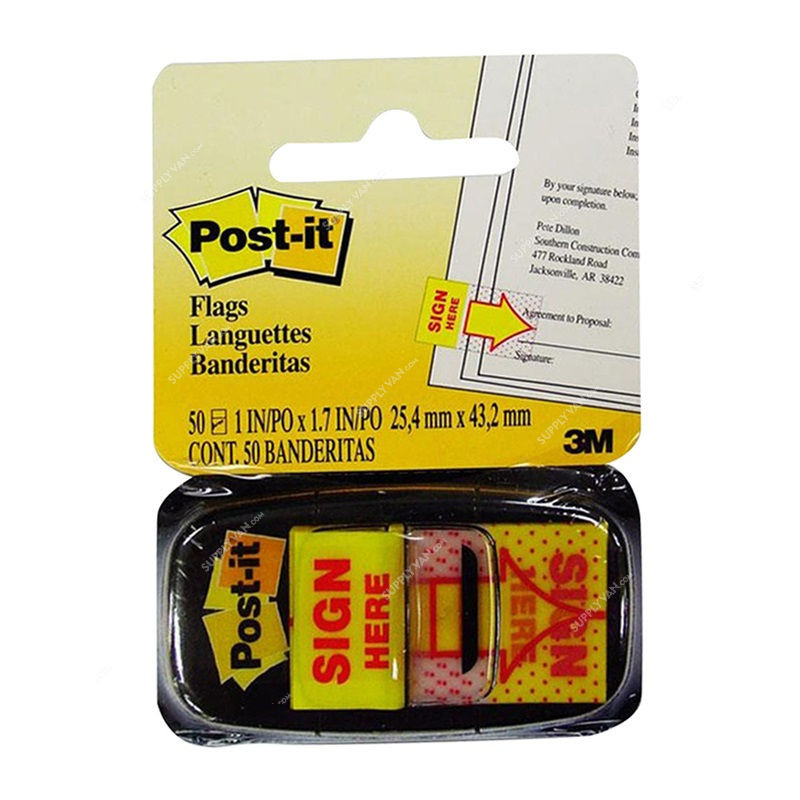 Post-It Sign Here Tape Flag 680-9 Paper 25.4MM Width x 43.2MM Length 50 ...