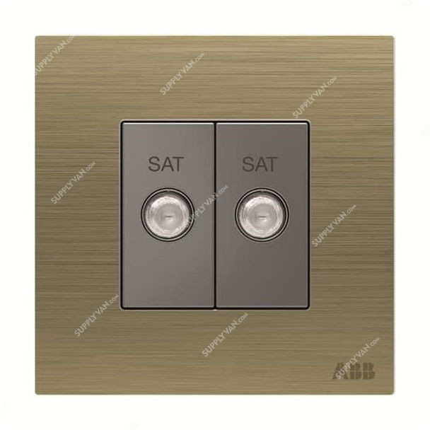 ABB AM32344-AG F-Type SAT Twin Socket Millenium 2 Gang Antique Gold ...
