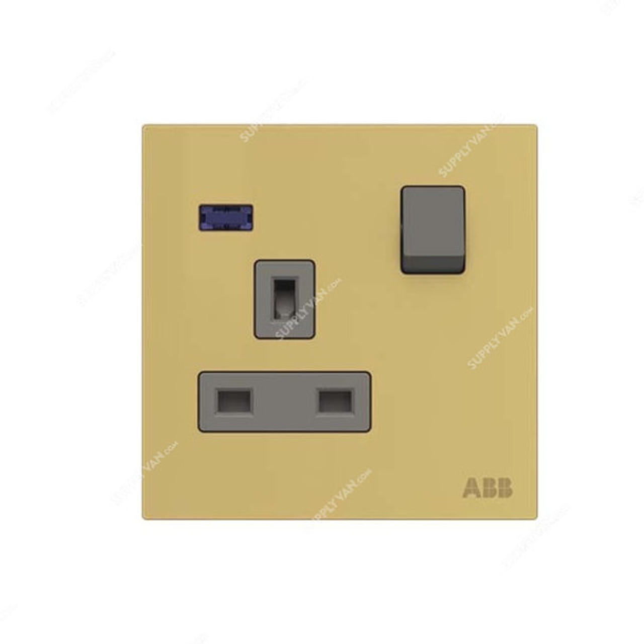 ABB AM23486-MG Single Pole Switched Socket With LED Millenium 1 Gang 13A Matt Gold: Buy Online ...