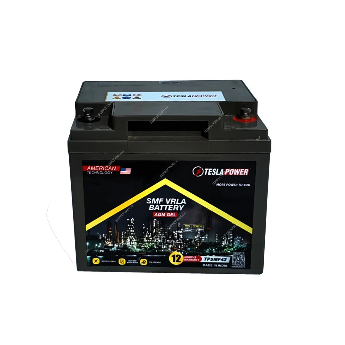 Tesla TPSMF42 AGM Monoblock VRLA Battery 12V 42 Ah: Buy Online at Best ...