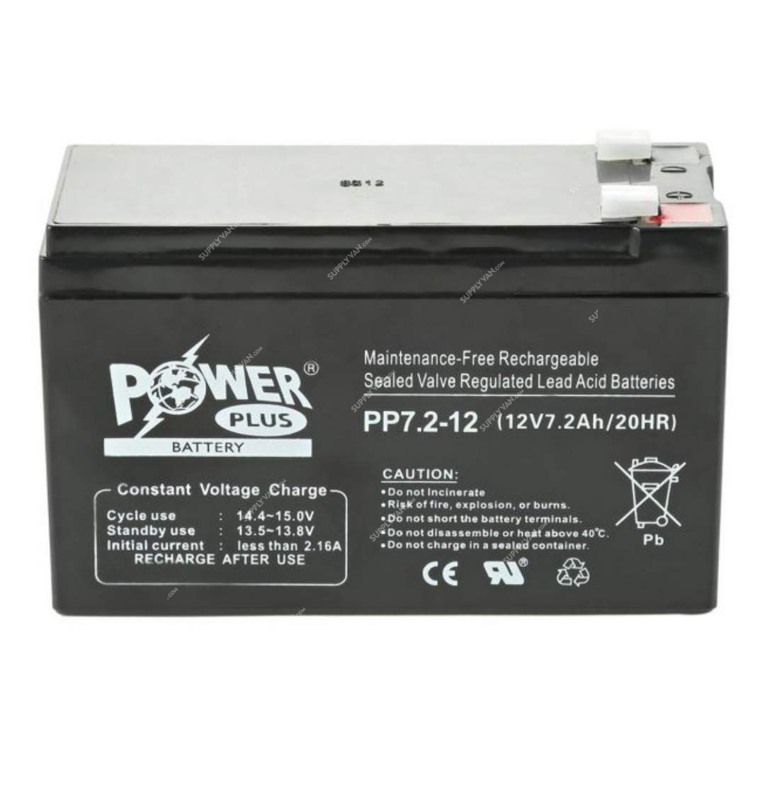 Powerplus Lead Acid Battery, PP7-2-12, 12V, 7.2Ah/20Hr : SupplyVan.com ...