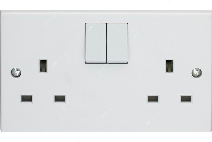 Tenby Switched Socket, 7028, 2 Gang, 13A, 250VAC : SupplyVan.com: Switched Sockets