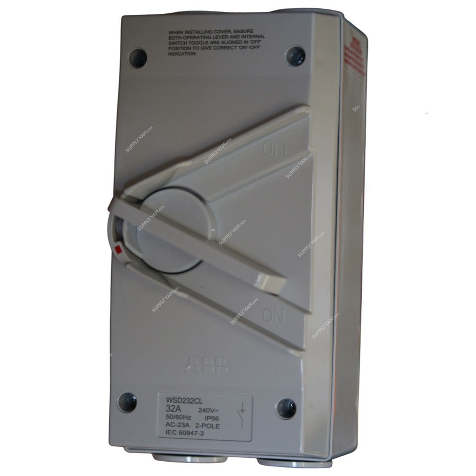 Abb WSD232CL Weatherproof Switch Isolator IP66 2 Pole 32A: Buy Online ...