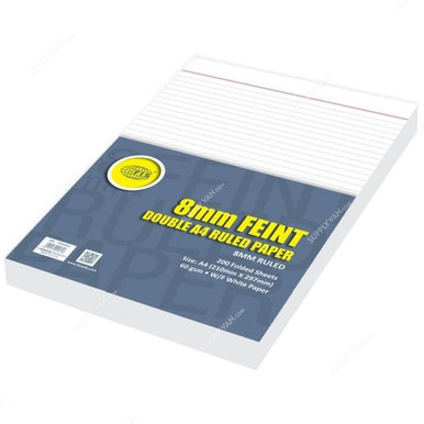 FIS Folded 8MM Feint Ruled Paper FSPADA4 210 x 297MM 200 Sheets White ...