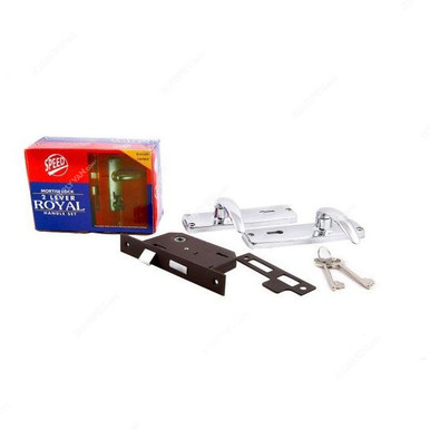 Royal Door Handle and Lock Set SH-LK-RLS Metal and Brass Silver and ...