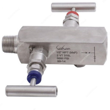 Calcon 2 Way Instrument Manifold Valve, 1/2 Inch, 6000 Psi : SupplyVan ...